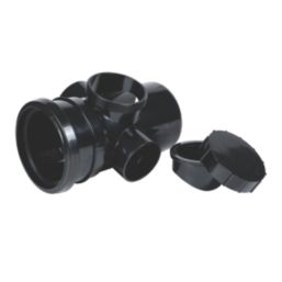 FloPlast Push-Fit 2-Boss Single Socket Access Pipe Black 110mm - Screwfix