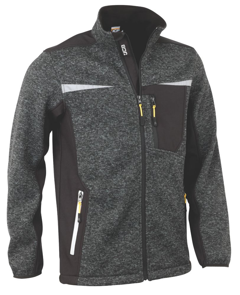 JCB D+IF Full Zip Jumper Grey Marl Small 40" Chest - Screwfix