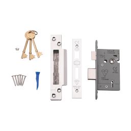 Smith & Locke Fire Rated 5 Lever Polished Chrome BS Sash Lock 65mm Case ...