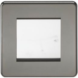 Knightsbridge Screwless 2-Module Modular Faceplate Black Nickel - Screwfix