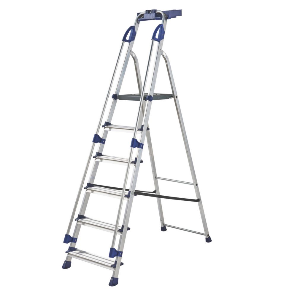 Werner Aluminium 1.89m 6 Step Platform Step Ladder With Handrail - Screwfix