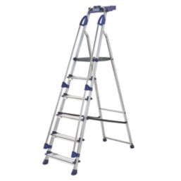 Werner Aluminium 1.89m 6 Step Platform Step Ladder With Handrail - Screwfix