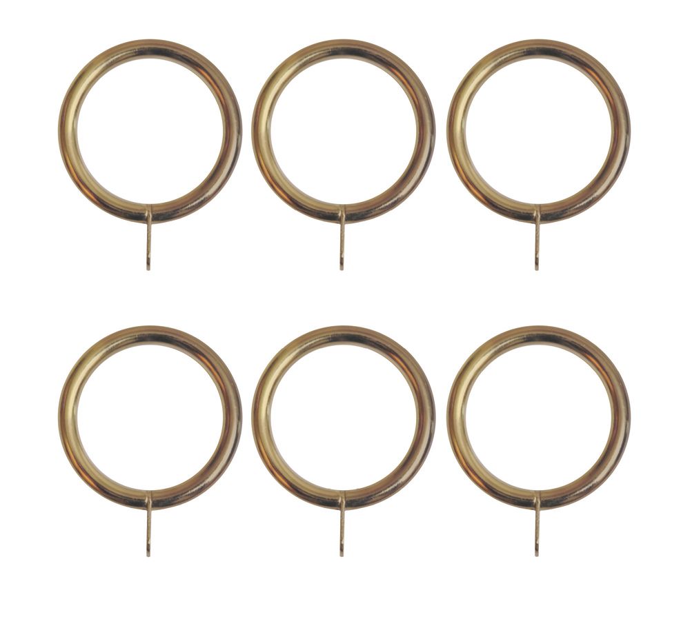 Renaissance Antique Brass Metal Curtain Rings 19mm 6 Pack - Screwfix