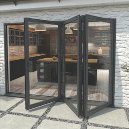 Green & Taylor 3-Door Grey Aluminium Bi-Fold Patio Right-Hand Opening ...