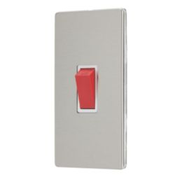 Contactum Lyric 45A 1-Gang DP Control Switch Brushed Steel with White ...