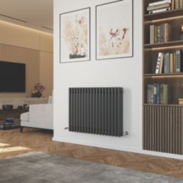 Azur 600mm x 830mm 3514BTU Anthracite Horizontal 3 Column Radiator ...