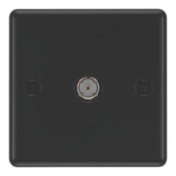 LAP 1-Gang F-Type Coaxial TV / FM Socket Matt Black - Screwfix