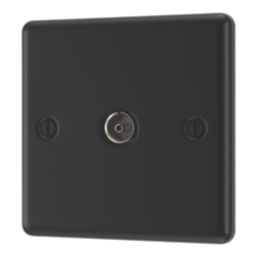 LAP 1-Gang F-Type Coaxial TV / FM Socket Matt Black - Screwfix