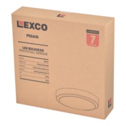 Lexco Pegasi Outdoor Round Photocell LED Bulkhead Light Black 17W 1200 ...