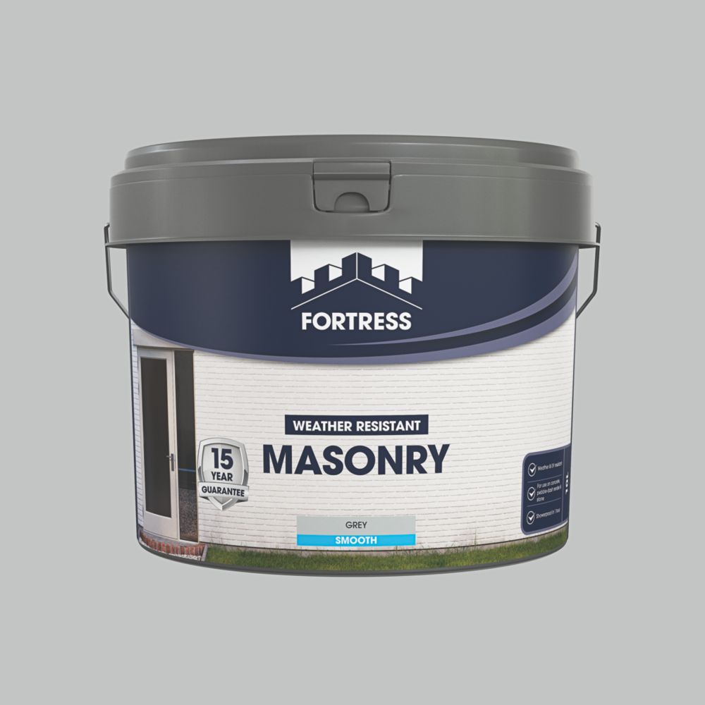 Fortress 10Ltr Smooth Grey Masonry Paint - Screwfix