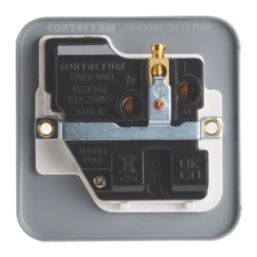Contactum 13A 1-Gang DP Switched Metal Clad Socket with White Inserts ...