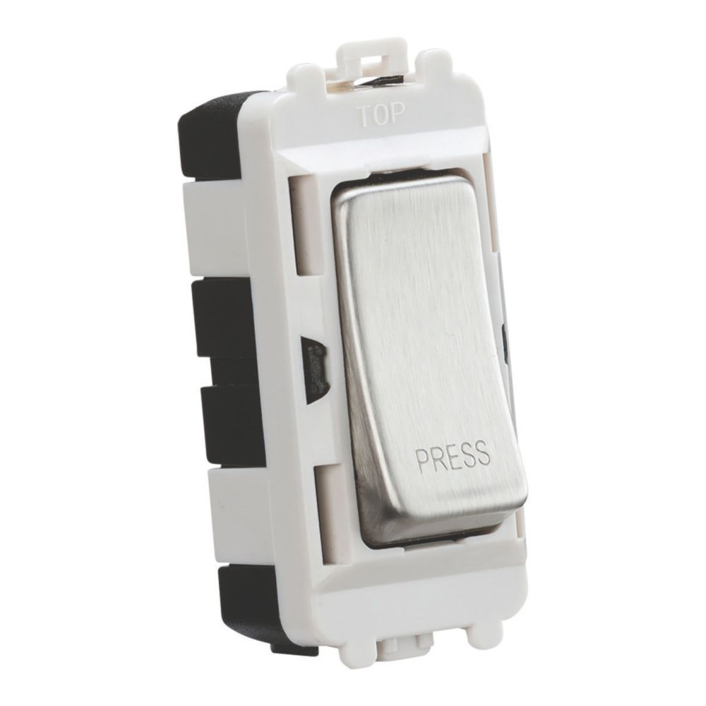 Knightsbridge 20AX 2-Way Grid Retractive Switch Module 'Press' Brushed ...