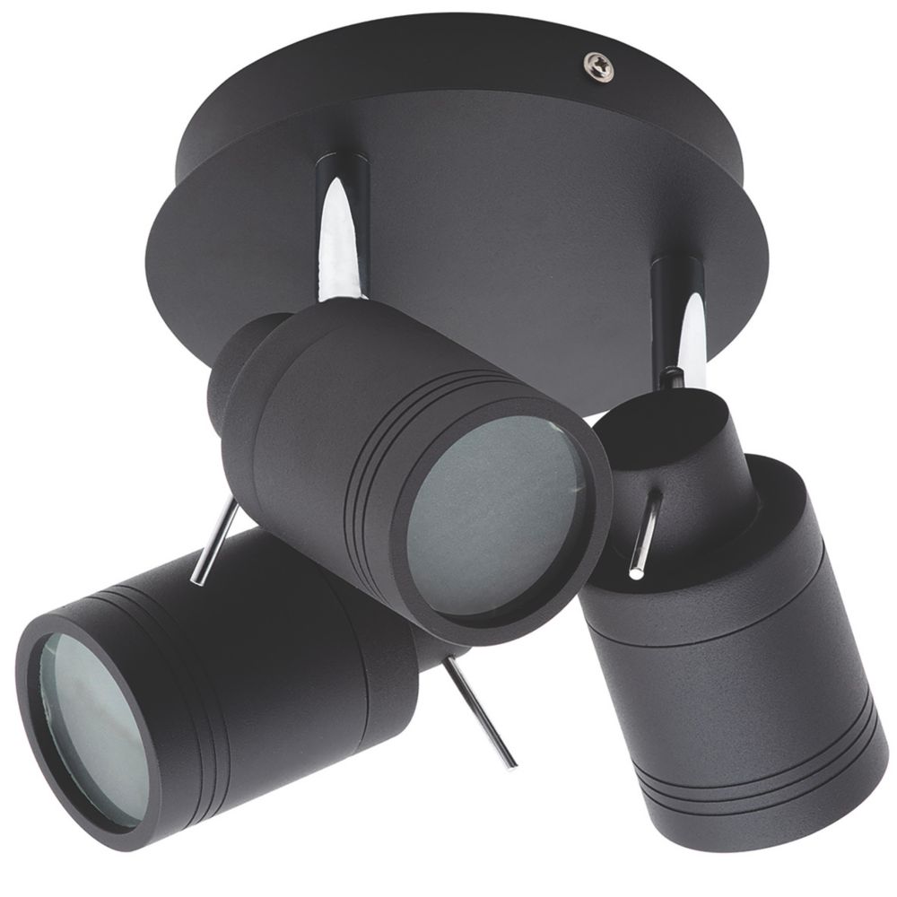 Spa Scorpius Round 3-Light Spotlight Matt Black - Screwfix