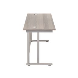 TC Group Aztec Twin Upright Rectangular Office Desk Grey Oak/Silver ...
