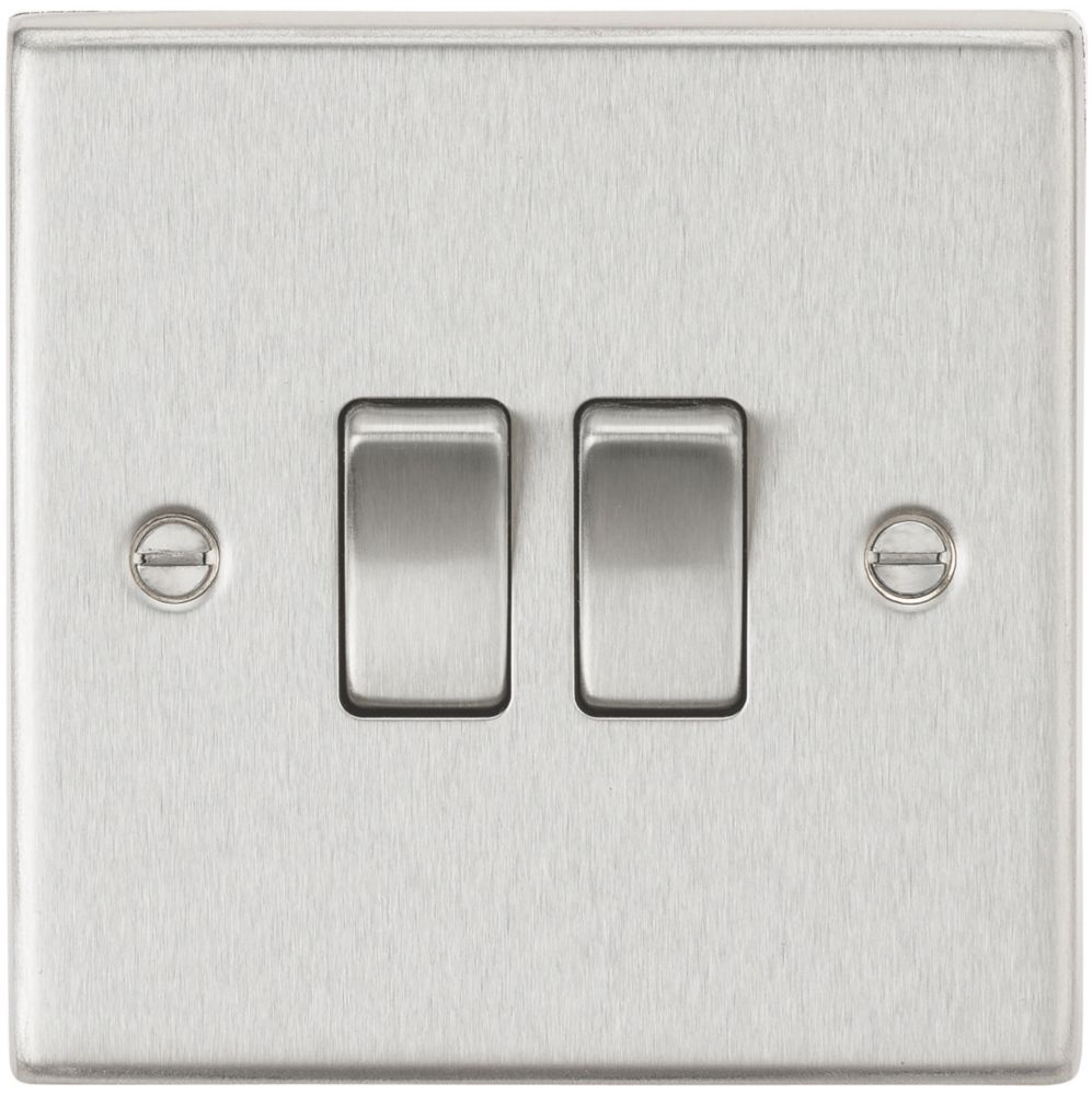 Knightsbridge 10AX 2-Gang 2-Way Light Switch Brushed Chrome - Screwfix