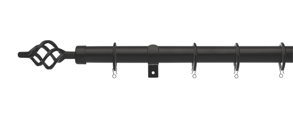 Universal Metal Extendable Curtain Pole Black 25 / 28mm x 1.2-2m - Screwfix