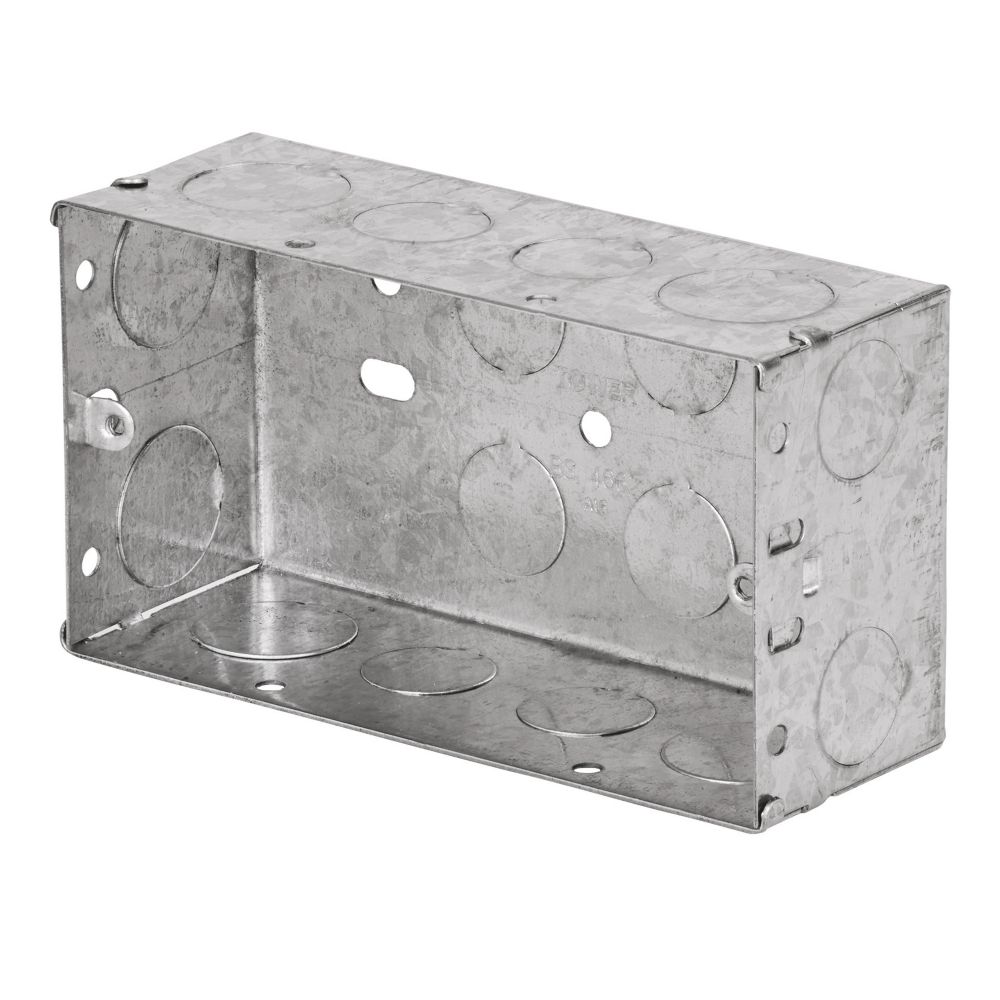 Tower 2-Gang Galvanised Steel Knockout Back Box 47mm - Screwfix