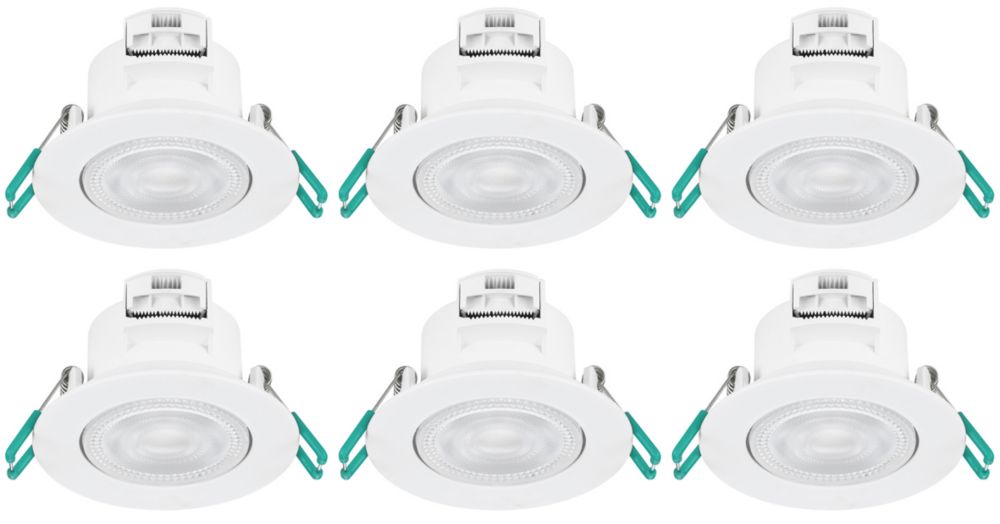Sylvania SylSpot Fixed LED Recessed Spotlight White 4.8W 500lm 6 Pack ...
