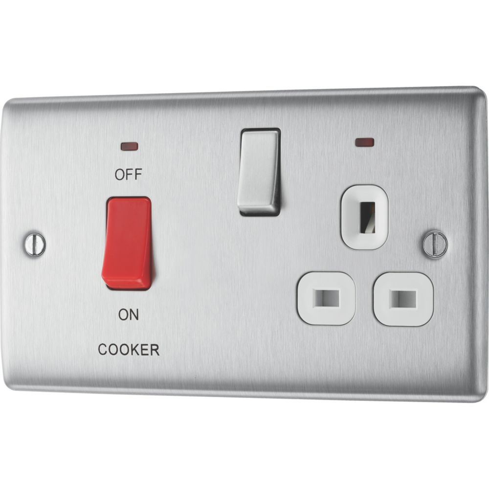 British General Nexus Metal 45A 1-Gang DP Cooker Switch & 13A DP ...