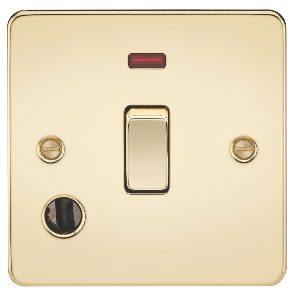 Knightsbridge 20A 1-Gang DP Control Switch & Flex Outlet Polished Brass ...