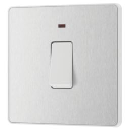 British General Evolve 20A 1-Gang DP Control Switch Brushed Steel with ...