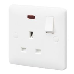 MK Base 13A 1-Gang SP Switched Socket White with Neon with White ...