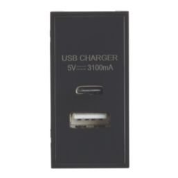 Contactum Media Modular 3.1A 15.5W 2-Outlet Type A & C USB Socket Black ...