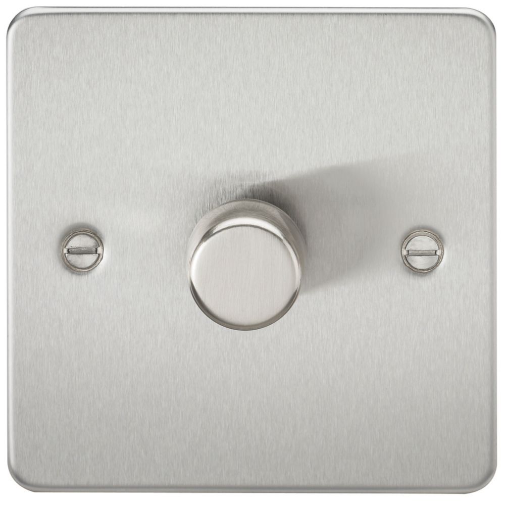 Knightsbridge 1-Gang 2-Way LED Dimmer Switch Brushed Chrome - Screwfix