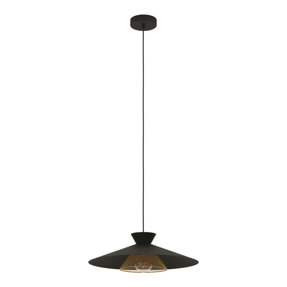 Eglo Grizedale Single Pendant Light Black/Brass - Screwfix