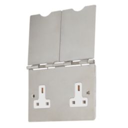 Contactum 3377BSW 13A 2-Gang Unswitched Floor Socket Brushed Steel with ...