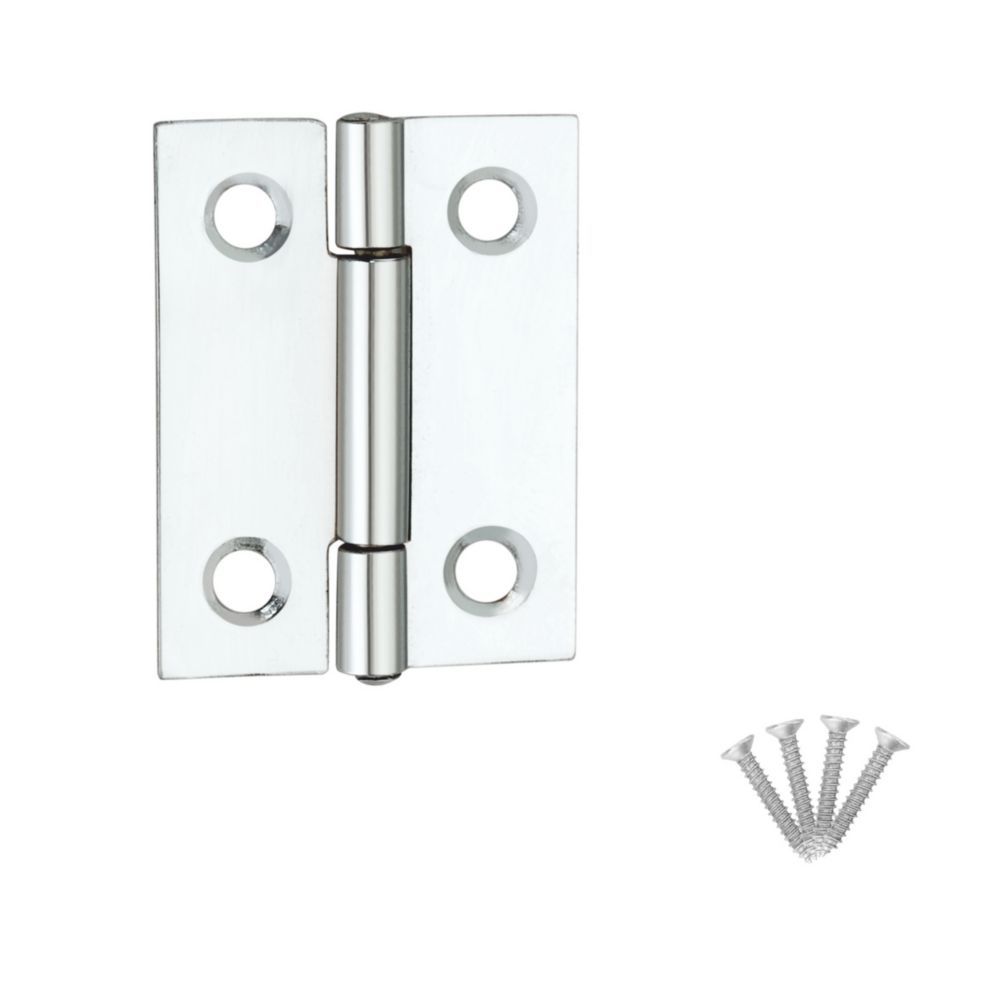 Smith & Locke Polished Chrome Door Hinge 38mm x 30mm 2 Pack - Screwfix
