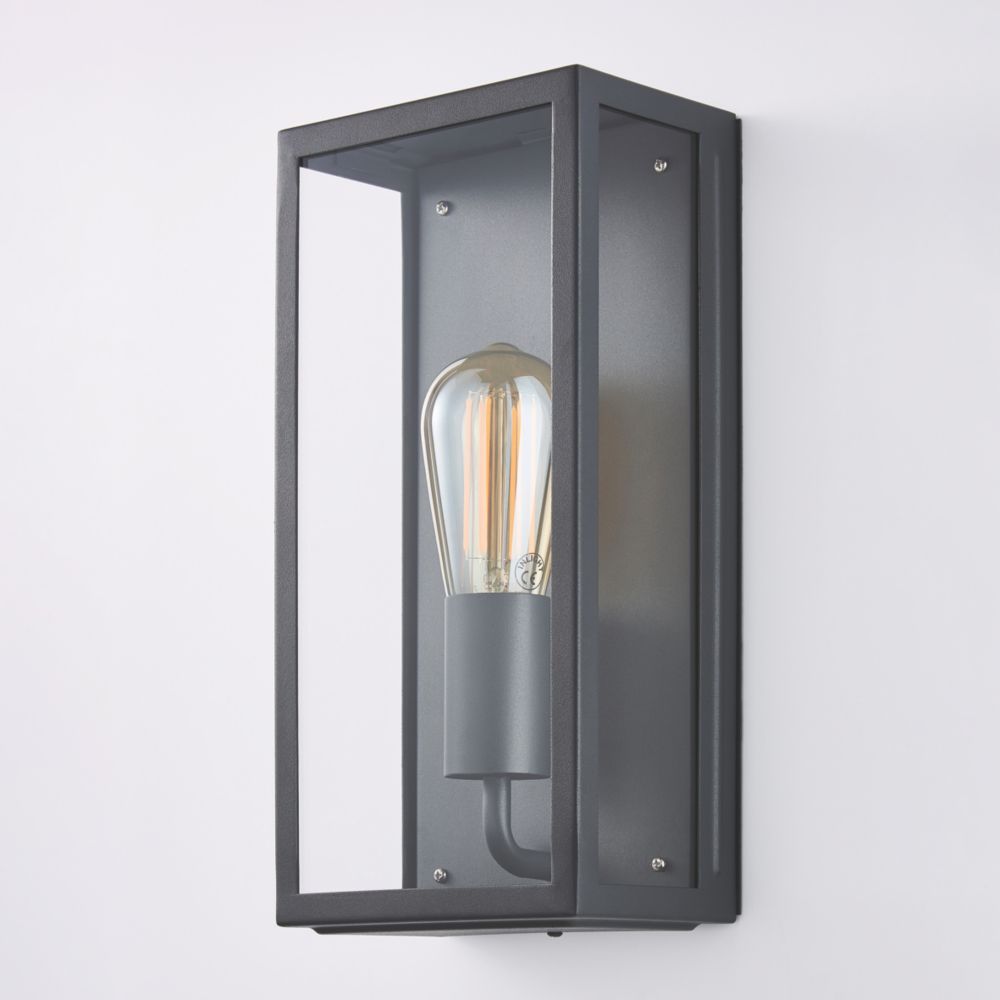 Zink Minerva Outdoor Wall Box Lantern Anthracite - Screwfix