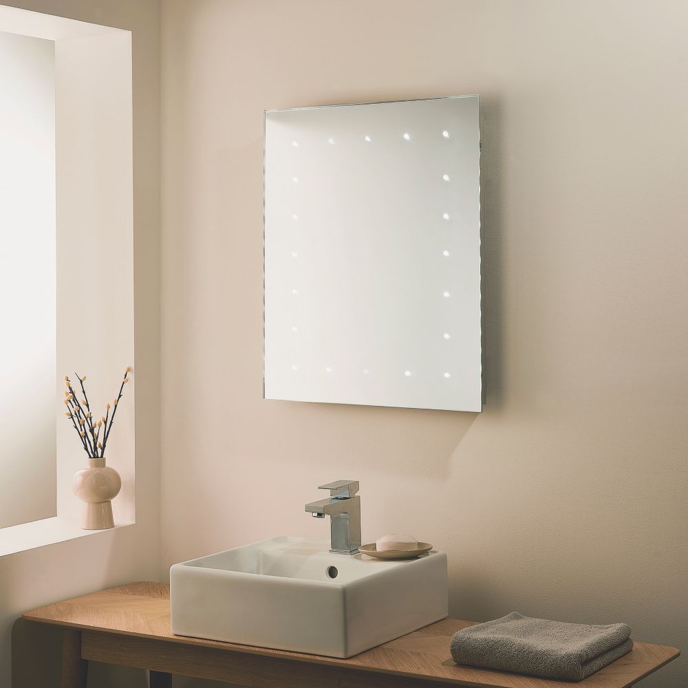 Saxby Toba Battery-Powered Rectangular Mirror With 20lm LED Light 450mm ...