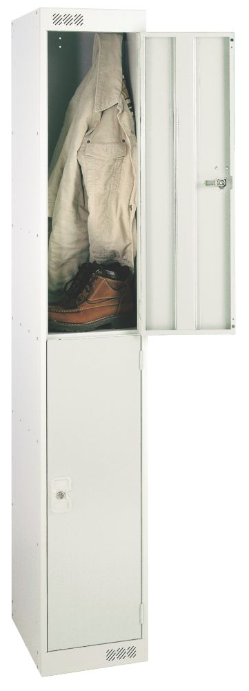 LinkLockers 2-Door Security Locker 1800mm x 300mm Grey - Screwfix