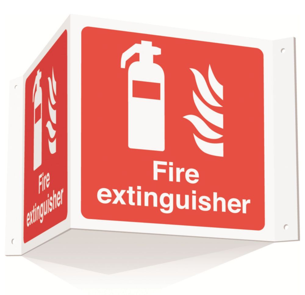 Essentials Fire Extinguisher Projecting Sign (3D) 200mm x 400mm - Screwfix