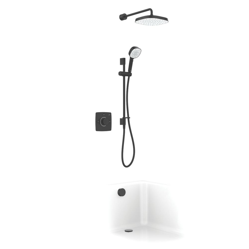 Mira Evoco Rear-Fed Concealed Matt Black Thermostatic Built-In Mixer ...