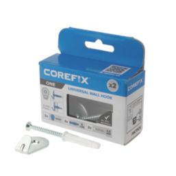 Corefix One Silver Medium Duty Universal Wall Hooks 4.5mm x 36mm 2 Pack ...