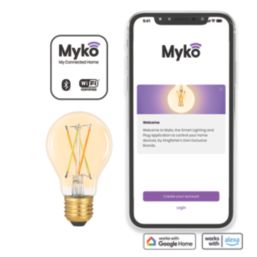 LAP Myko E27 A60 LED Virtual Filament Smart Light Bulb 7.3W 806lm ...