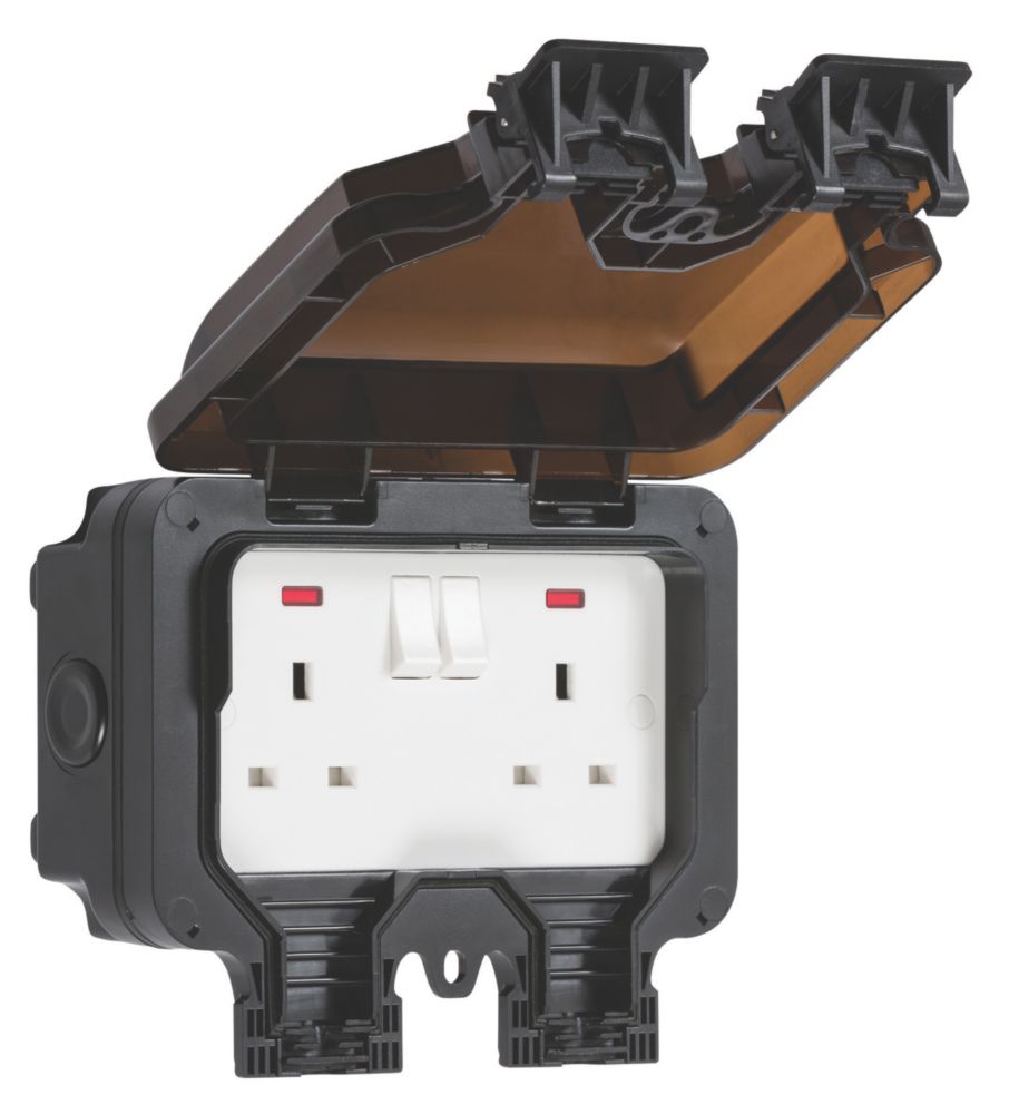 Knightsbridge IP66 13A 2-Gang DP Weatherproof Outdoor Switched Socket ... Knightsbridge IP66 13A 2-Gang DP Weatherproof Outdoor Switched Socket ...