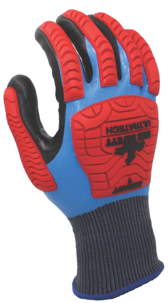 MCR Safety IP1071ND Cut & Impact Resistant Gloves Black/Blue/Red Large ...
