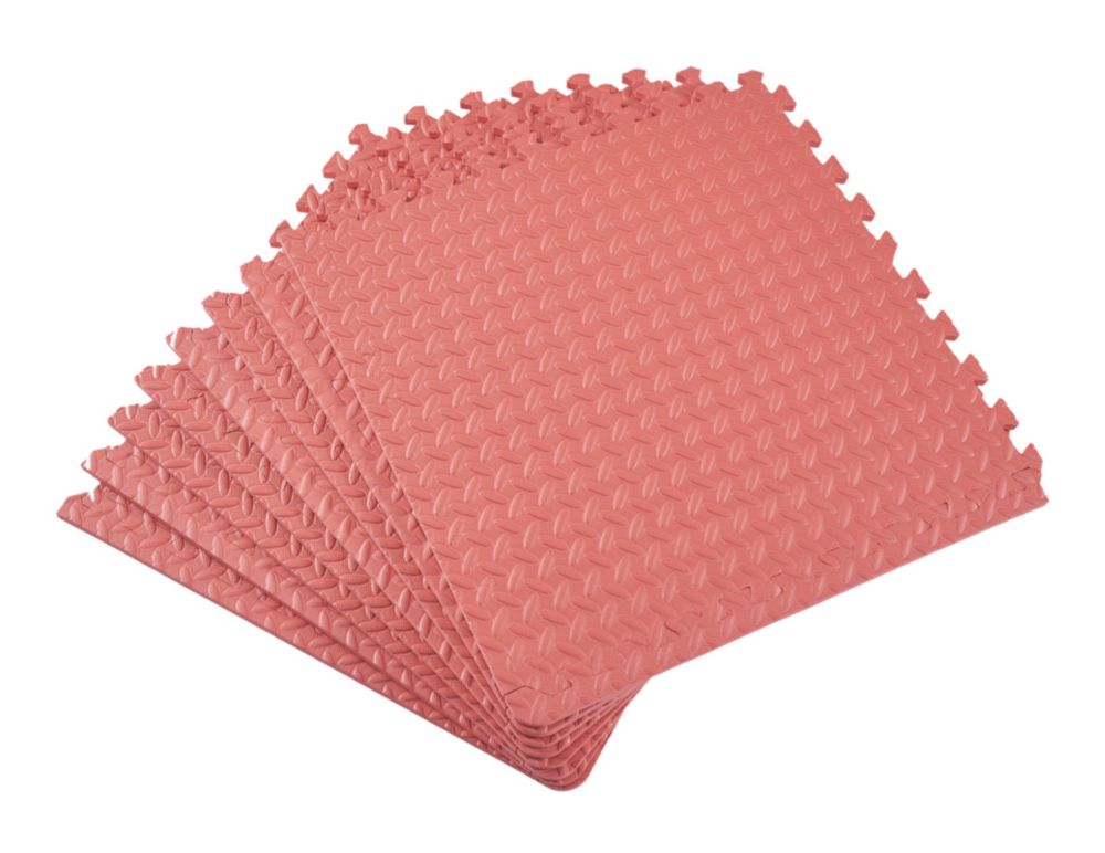 Essentials Interlocking Floor Tiles Red 10mm 8 Pack - Screwfix