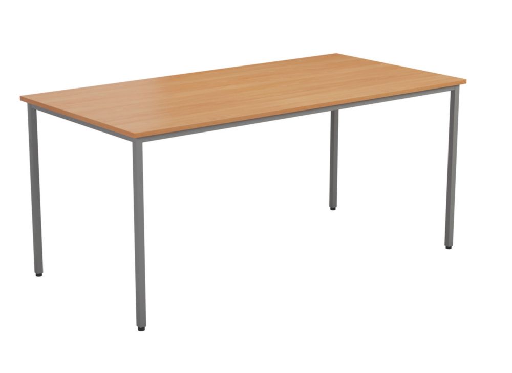 TC Group Rectangular Office Table Beech/Silver 1600mm x 800mm - Screwfix