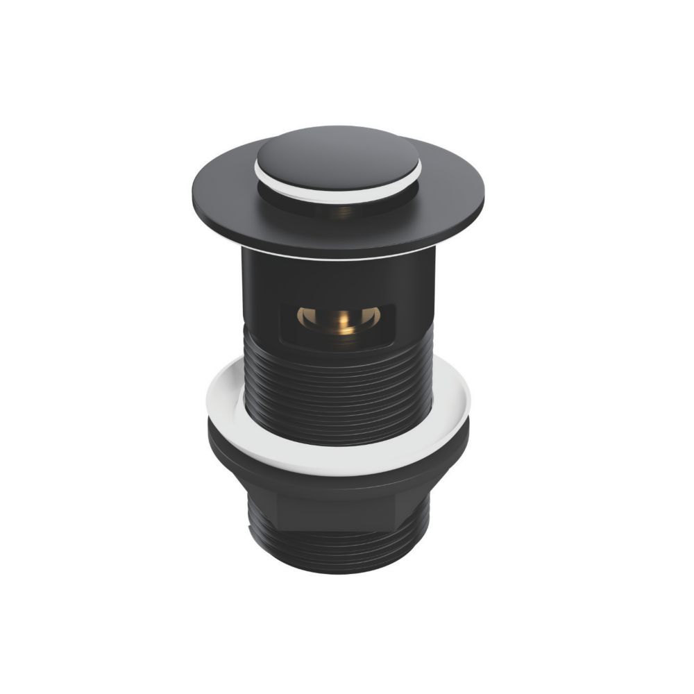 ETAL Slotted Push Button Basin Waste Matt Black 60mm - Screwfix