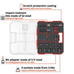 Einhell Square Shank Impact Socket Set 32 Pieces - Screwfix
