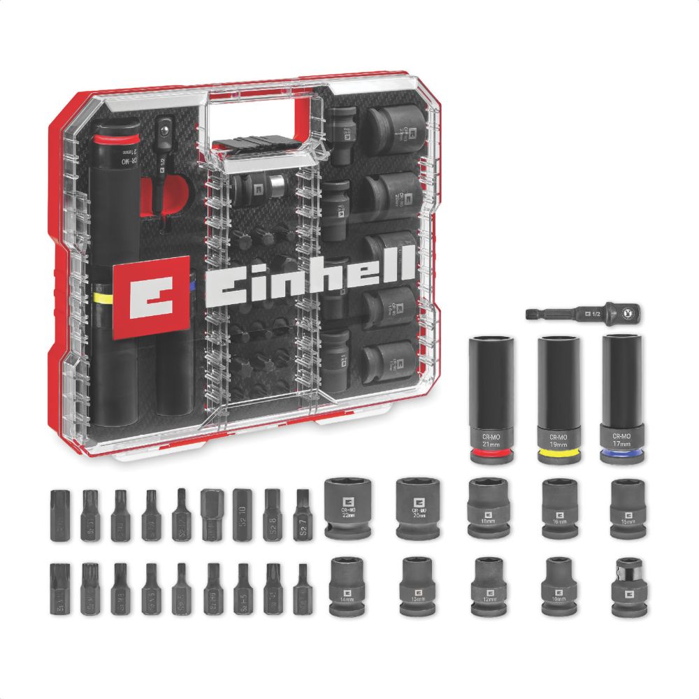 Einhell Square Shank Impact Socket Set 32 Pieces - Screwfix