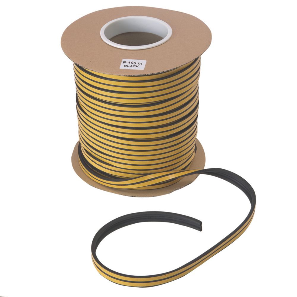 Stormguard EPDM Rubber P Weatherstrip Black 100m - Screwfix