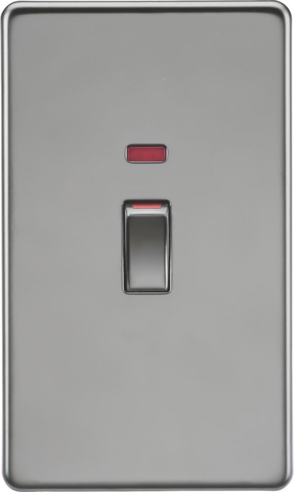 Knightsbridge 45A 2-Gang DP Control Switch Black Nickel with LED - Screwfix Knightsbridge 45A 2-Gang DP Control Switch Black Nickel with LED - Screwfix