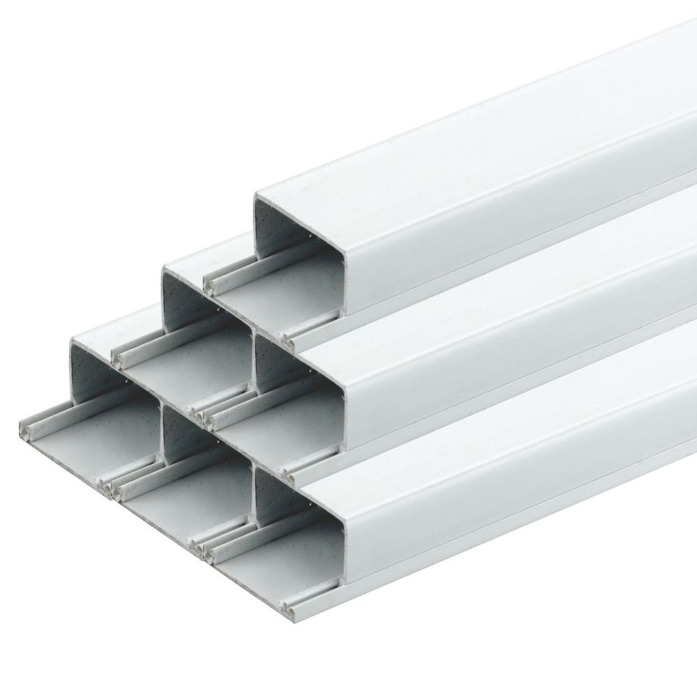 Tower uPVC White Mini Trunking 38mm x 25mm x 2m 4 Pack - Screwfix
