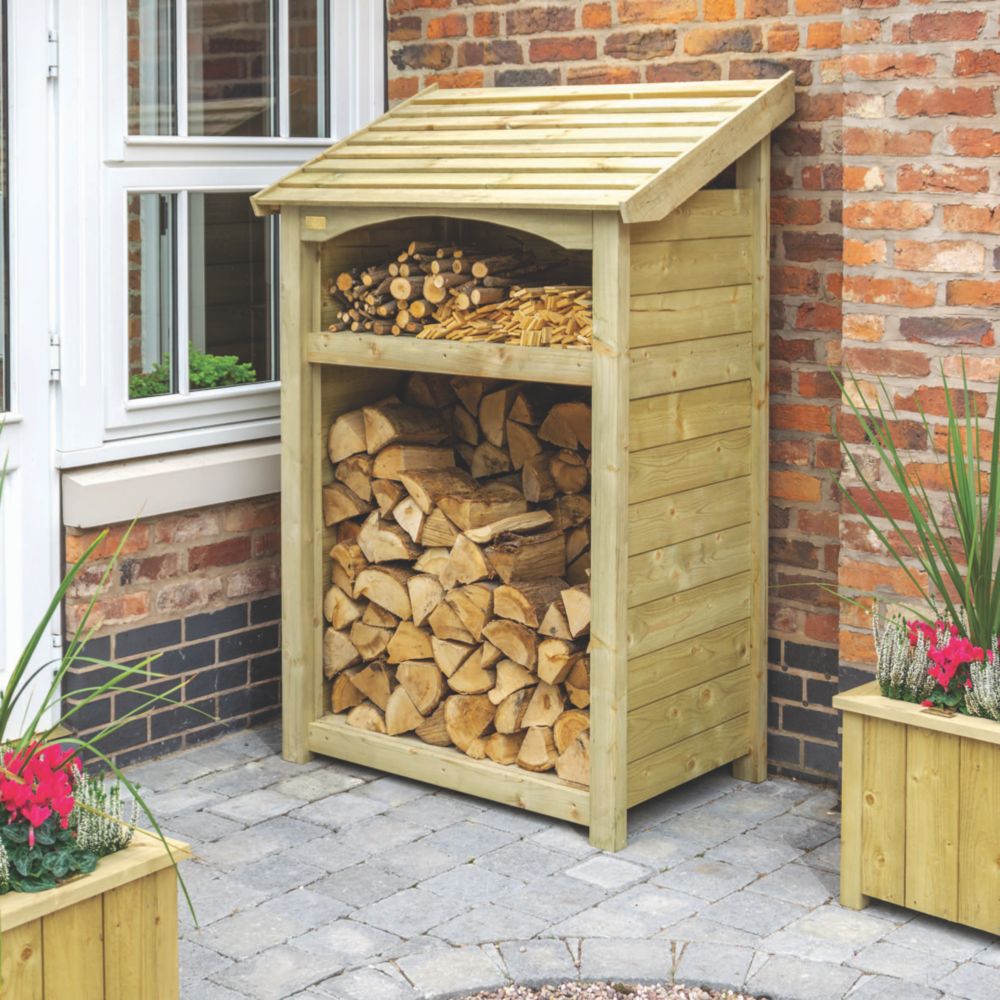 Rowlinson Heritage Single 3' 6" x 2' (Nominal) Timber Log Store - Screwfix