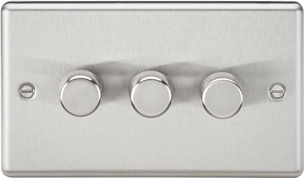 Knightsbridge 3-Gang 2-Way LED Intelligent Dimmer Switch Brushed Chrome ...